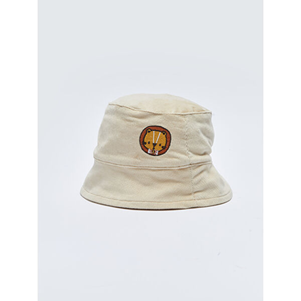 Nakış Detaylı Erkek Bebek Kadife Şapka