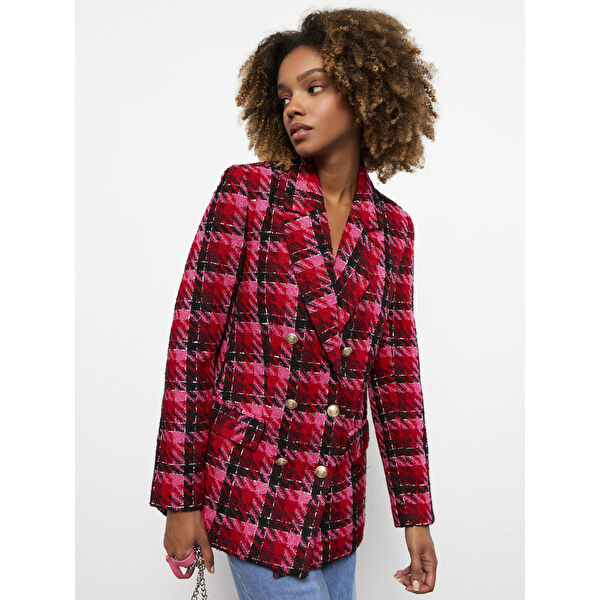 Ekose Uzun Kollu Tüvit Kadın Ceket Ekose Uzun Kollu Tüvit Kadın Ceket