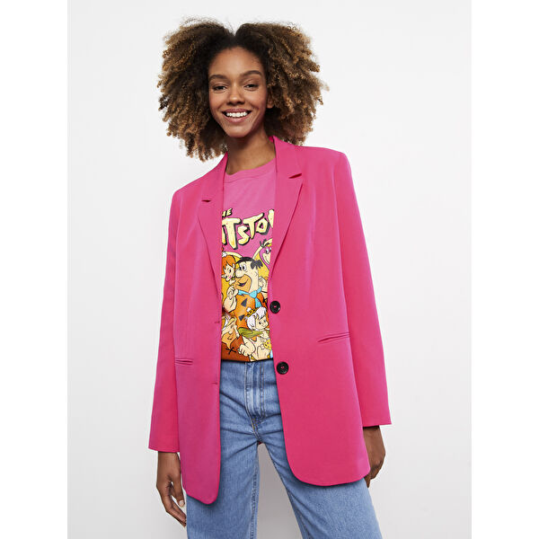 Düz Uzun Kollu Tüvit Kadın Blazer Ceket