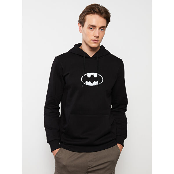 Kapüşonlu Uzun Kollu Batman Baskılı Erkek Sweatshirt Kapüşonlu Uzun Kollu Batman Baskılı Erkek Sweatshirt
