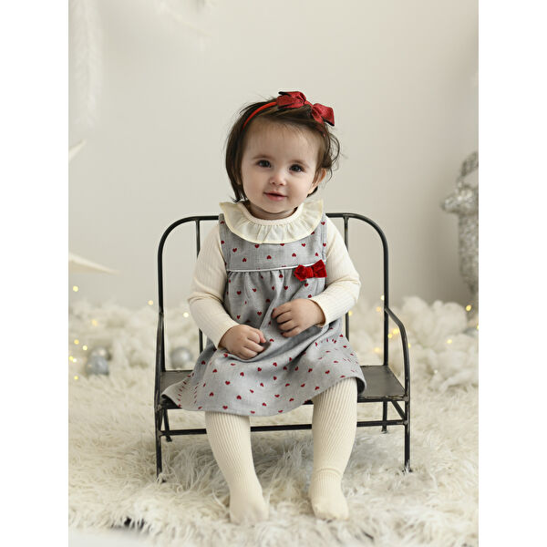 Bisiklet Yaka Uzun Kollu Kız Bebek Tişört ve Elbise 2'li Takım Bisiklet Yaka Uzun Kollu Kız Bebek Tişört ve Elbise 2'li Takım