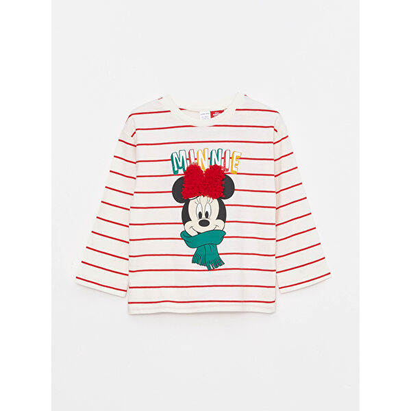 Bisiklet Yaka Uzun Kollu Minnie Mouse Baskılı Kız Bebek Tişört Bisiklet Yaka Uzun Kollu Minnie Mouse Baskılı Kız Bebek Tişört