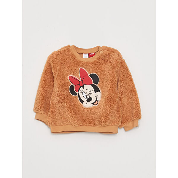 Bisiklet Yaka Uzun Kollu Minnie Mouse Desenli Kız Bebek Sweatshirt Bisiklet Yaka Uzun Kollu Minnie Mouse Desenli Kız Bebek Sweatshirt