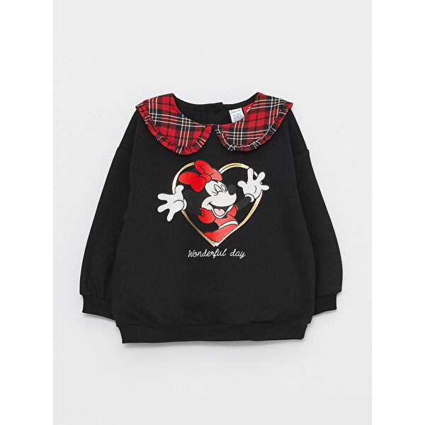 Bebe Yaka Uzun Kollu Minnie Mouse Baskılı Kız Bebek Sweatshirt Bebe Yaka Uzun Kollu Minnie Mouse Baskılı Kız Bebek Sweatshirt