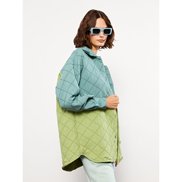 Kapitone Uzun Kollu Kadın Gömlek Ceket