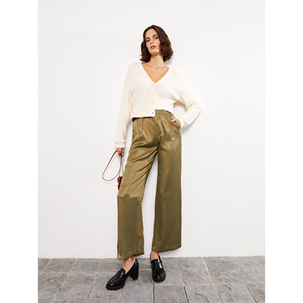 Standart Fit Düz Saten Kadın Pantolon Standart Fit Düz Saten Kadın Pantolon