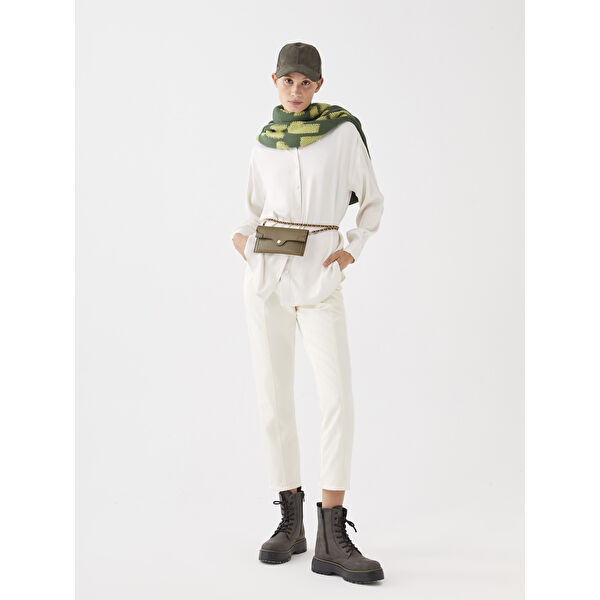 Düz Uzun Kollu Saten Kadın Gömlek