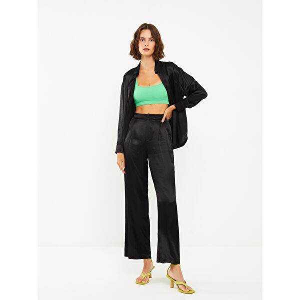 Rahat Kalıp Düz Saten Kadın Pantolon Rahat Kalıp Düz Saten Kadın Pantolon