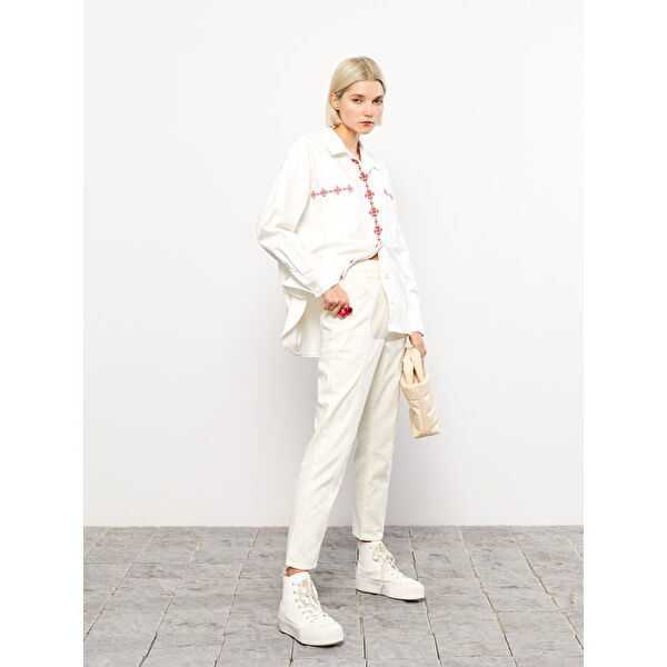 Standart Fit Düz Gabardin Kadın Pantolon