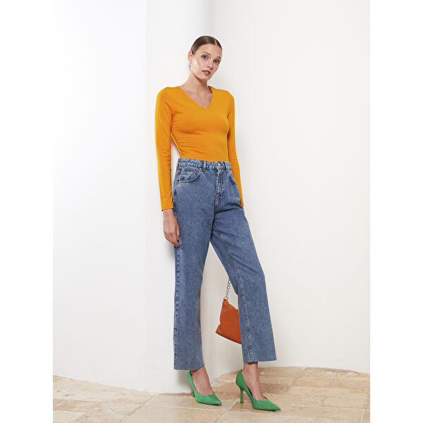 Yüksek Bel Straight Fit Kadın Jean Pantolon