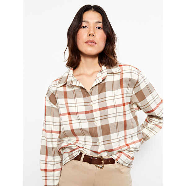 Ekose Uzun Kollu Flanel Oversize Kadın Gömlek Ekose Uzun Kollu Flanel Oversize Kadın Gömlek