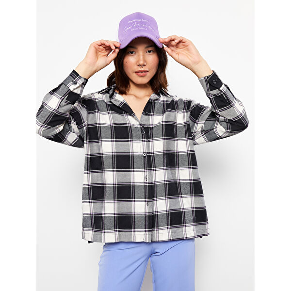 Ekose Uzun Kollu Flanel Oversize Kadın Gömlek Ekose Uzun Kollu Flanel Oversize Kadın Gömlek