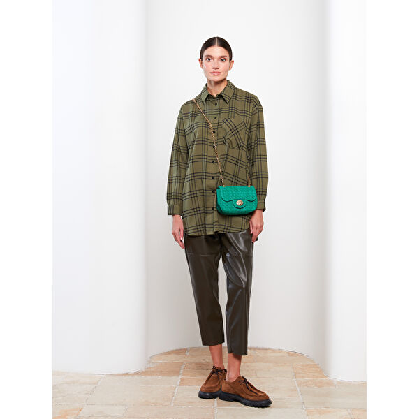 Gömlek Yaka Ekose Uzun Kollu Oversize Kadın Tunik Gömlek Yaka Ekose Uzun Kollu Oversize Kadın Tunik