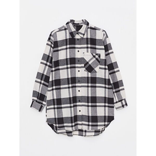 Gömlek Yaka Ekose Uzun Kollu Oversize Kadın Tunik Gömlek Yaka Ekose Uzun Kollu Oversize Kadın Tunik