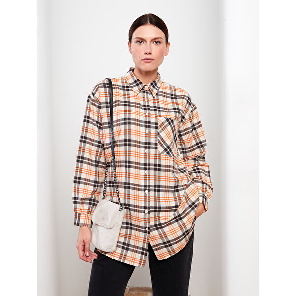 Gömlek Yaka Ekose Uzun Kollu Oversize Kadın Tunik Gömlek Yaka Ekose Uzun Kollu Oversize Kadın Tunik