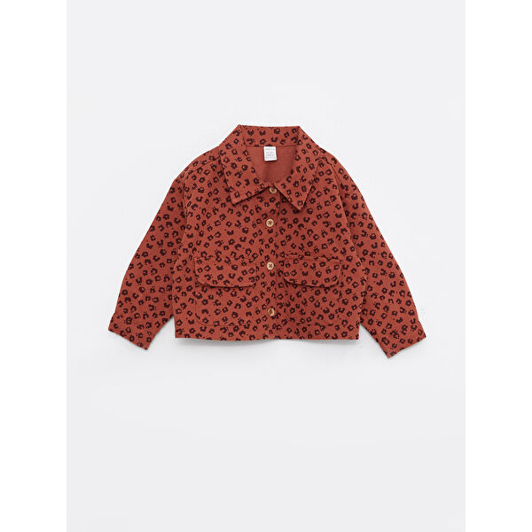 Polo Yaka Uzun Kollu Desenli Kız Bebek Ceket