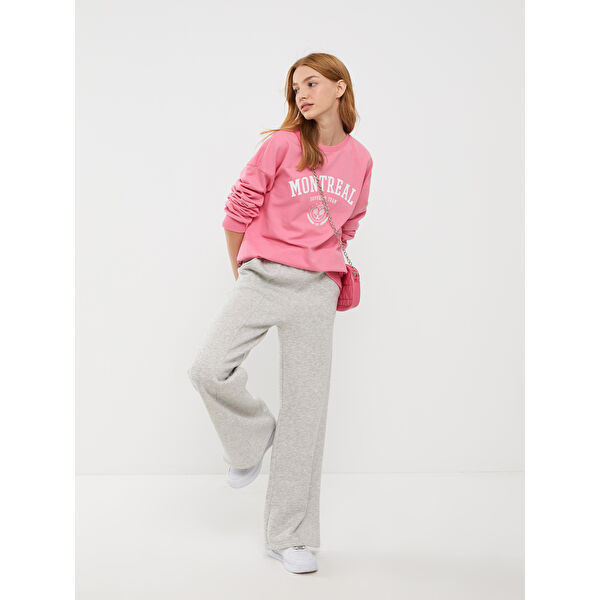 Beli Lastikli Geniş Paça Düz Kadın Eşofman Altı Beli Lastikli Geniş Paça Düz Kadın Eşofman Altı