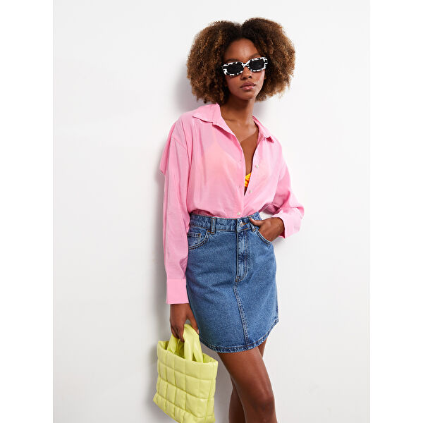 Önden Düğme Kapamalı Düz Uzun Kollu Kadın Gömlek Önden Düğme Kapamalı Düz Uzun Kollu Kadın Gömlek