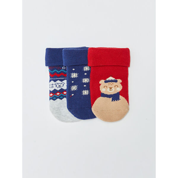 Desenli Erkek Bebek Soket Çorap 3'lü
