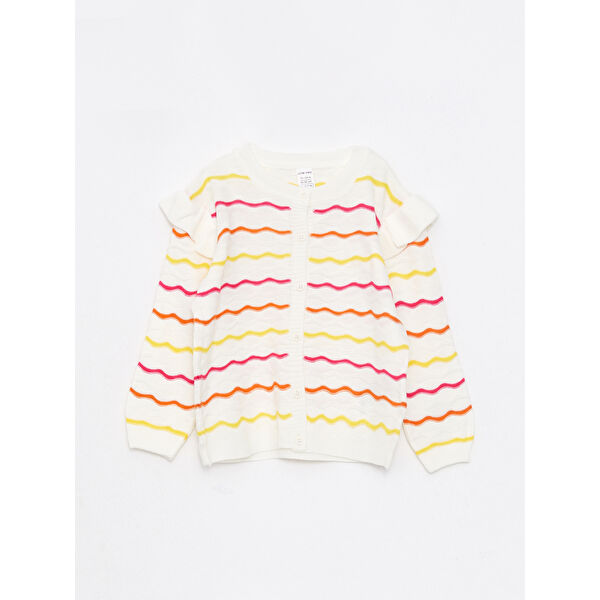 Bisiklet Yaka Uzun Kollu Çizgili Kız Bebek Triko Hırka Bisiklet Yaka Uzun Kollu Çizgili Kız Bebek Triko Hırka