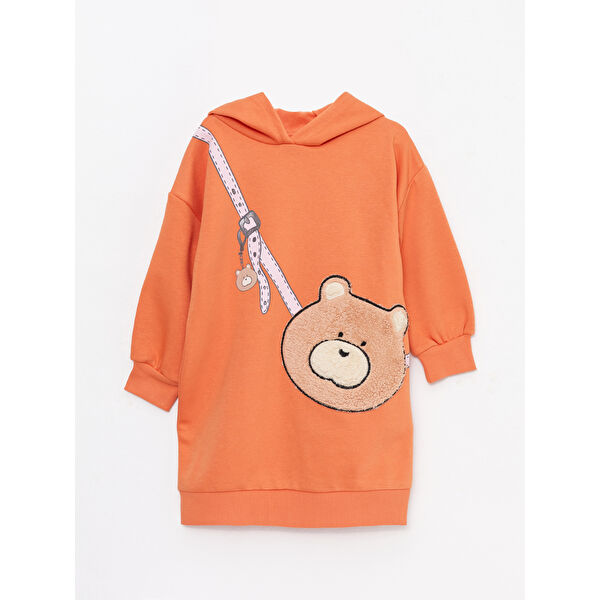 Kapüşonlu Nakışlı Uzun Kollu Kız Çocuk Elbise Kapüşonlu Nakışlı Uzun Kollu Kız Çocuk Elbise