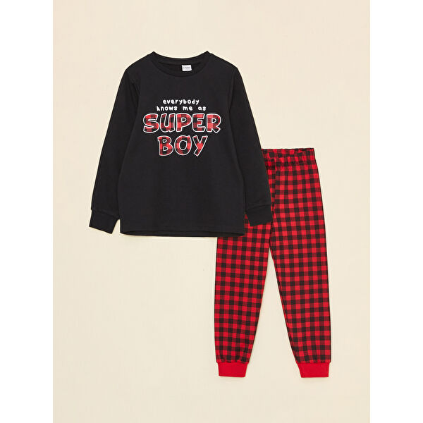 Bisiklet Yaka Baskılı Uzun Kollu Erkek Çocuk Pijama Takımı Bisiklet Yaka Baskılı Uzun Kollu Erkek Çocuk Pijama Takımı