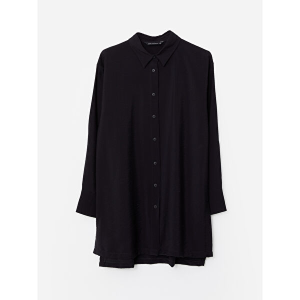 Önden Düğme Kapamalı Düz Uzun Kollu Kadın Gömlek