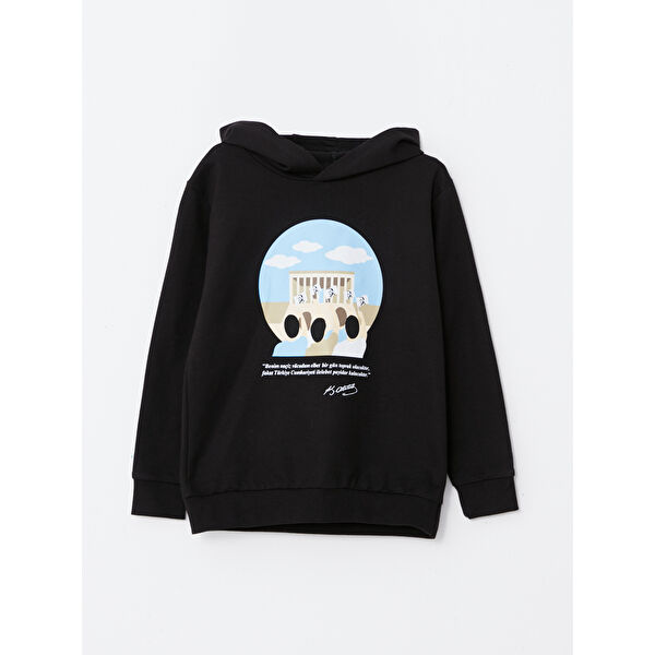 Kapüşonlu Atatürk Temalı Uzun Kollu Erkek Çocuk Sweatshirt Kapüşonlu Atatürk Temalı Uzun Kollu Erkek Çocuk Sweatshirt