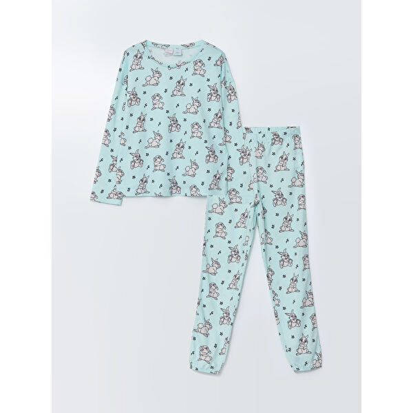 Bisiklet Yaka Bambi Baskılı Uzun Kollu Kız Çocuk Pijama Takımı Bisiklet Yaka Bambi Baskılı Uzun Kollu Kız Çocuk Pijama Takımı