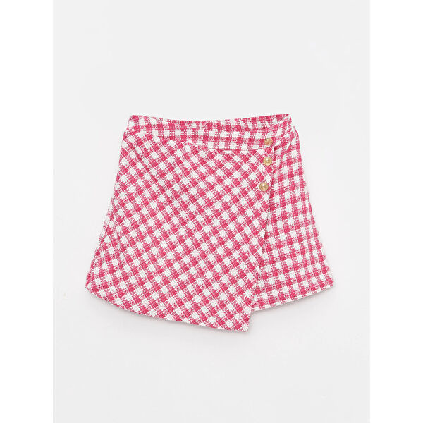 Beli Lastikli Ekose Kız Çocuk Şort Etek