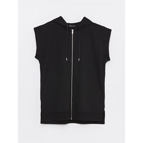 Kapüşonlu Düz Kısa Kollu Oversize Kadın Spor Hırka Kapüşonlu Düz Kısa Kollu Oversize Kadın Spor Hırka