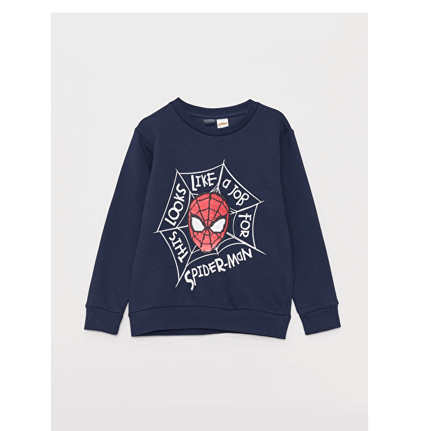 Bisiklet Yaka Spiderman Baskılı Çift Yönlü Payetli Uzun Kollu Erkek Çocuk Sweatshirt Bisiklet Yaka Spiderman Baskılı Çift Yönlü Payetli Uzun Kollu Erkek Çocuk Sweatshirt