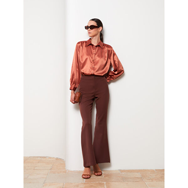 Standart Fit Düz İspanyol Paça Kadın Pantolon