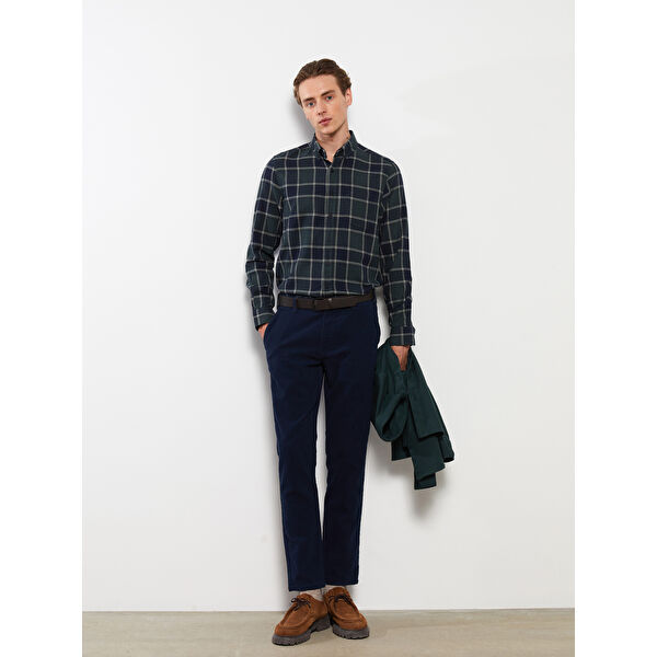 Dar Kalıp Saten Erkek Chino Pantolon