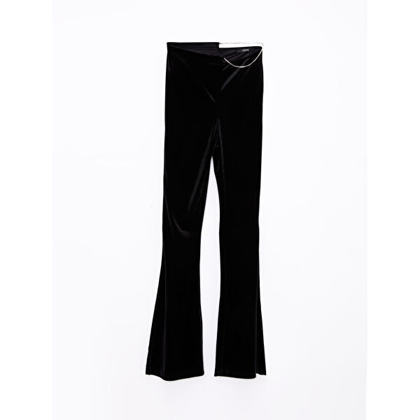 İspanyol Paça Taş Detaylı Kadife Kadın Pantolon