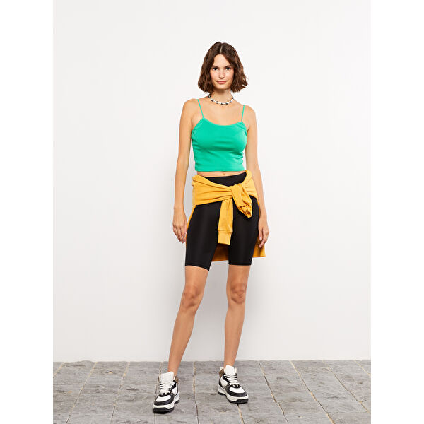 U Yaka Askılı Düz Crop Kadın İç Giyim Atlet