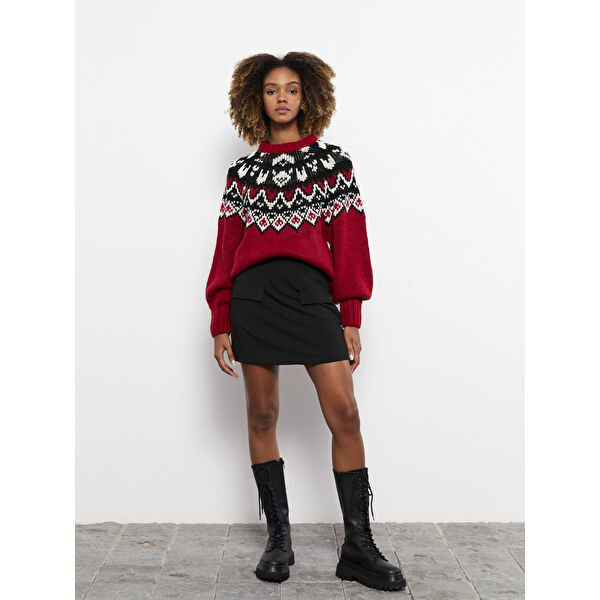 Yüksek Bel Standart Fit Düz Kadın Şort Etek