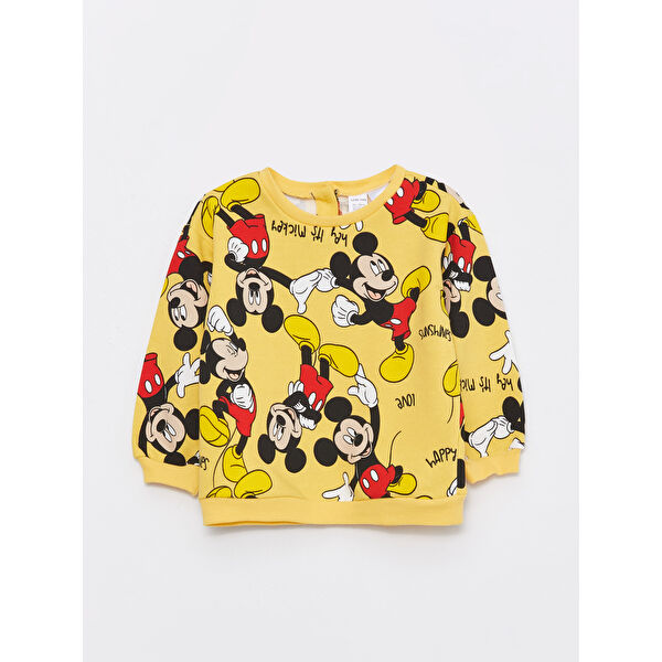 Bisiklet Yaka Uzun Kollu Mickey Mouse Baskılı Kız Bebek Sweatshirt Bisiklet Yaka Uzun Kollu Mickey Mouse Baskılı Kız Bebek Sweatshirt