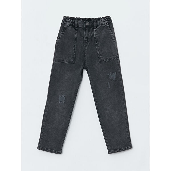 Beli Lastikli Yırtık Detaylı Erkek Çocuk Jean Pantolon Beli Lastikli Yırtık Detaylı Erkek Çocuk Jean Pantolon