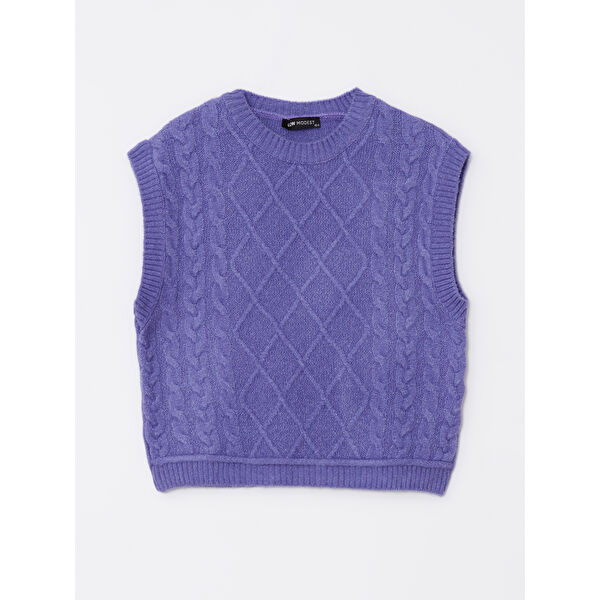 Bisiklet Yaka Kendinden Desenli Kadın Süveter