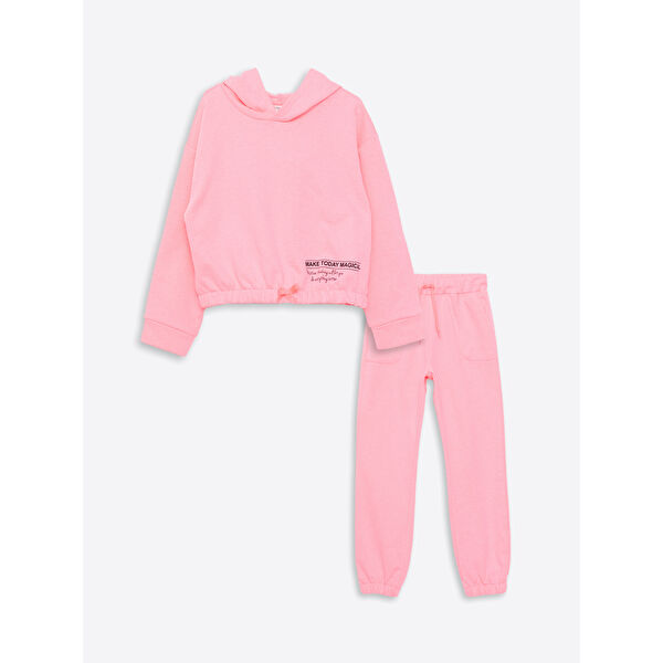 Kapüşonlu Baskılı Uzun Kollu Kız Çocuk Sweatshirt ve Eşofman Altı Kapüşonlu Baskılı Uzun Kollu Kız Çocuk Sweatshirt ve Eşofman Altı
