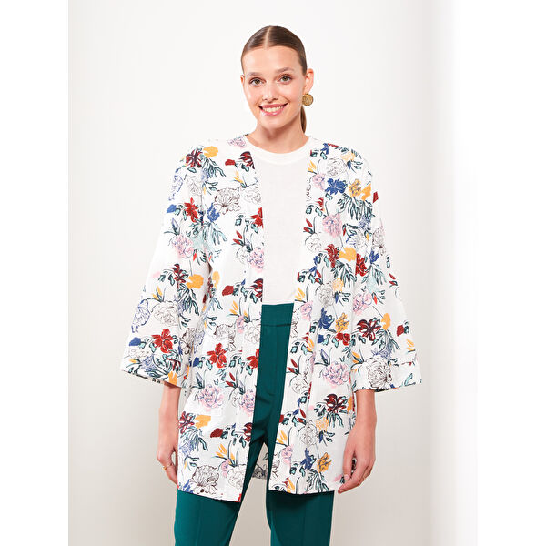 Şal Yaka Çiçekli Kadın Pamuklu Kimono Şal Yaka Çiçekli Kadın Pamuklu Kimono
