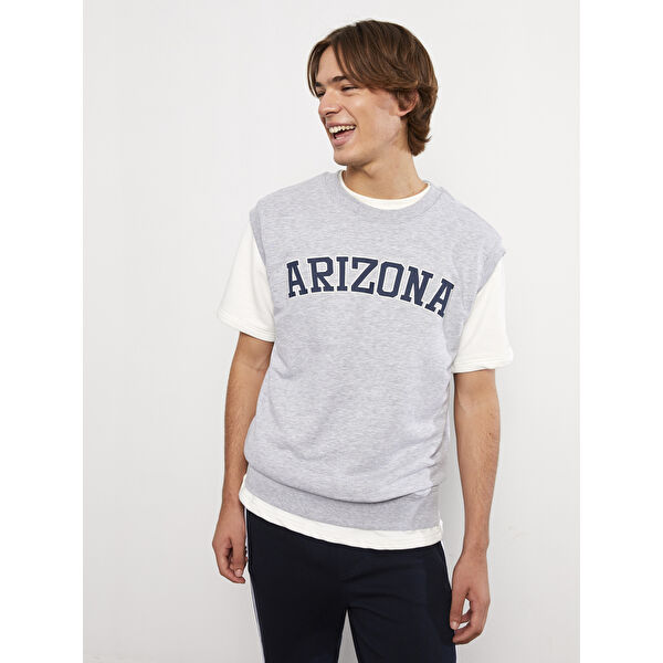 Bisiklet Yaka Kolsuz Baskılı Erkek Sweatshirt