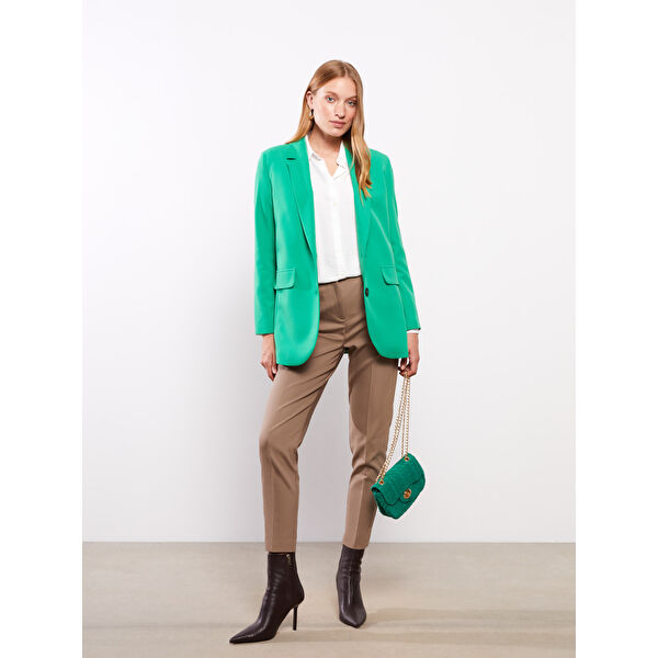 Önden Düğme Kapamalı Düz Uzun Kollu Kadın Blazer Ceket Önden Düğme Kapamalı Düz Uzun Kollu Kadın Blazer Ceket