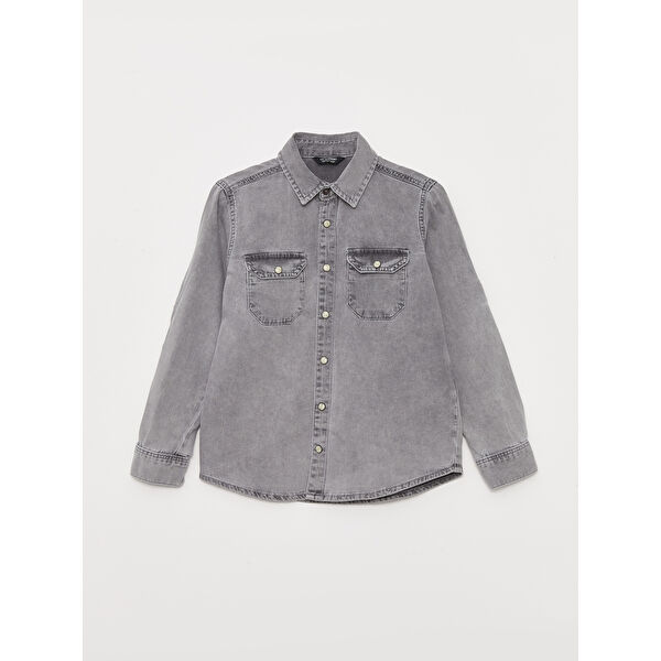 Basic Uzun Kollu Erkek Çocuk Jean Gömlek Basic Uzun Kollu Erkek Çocuk Jean Gömlek