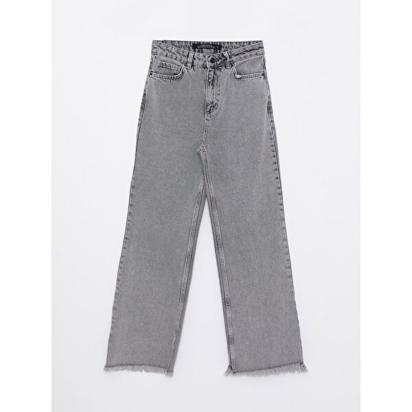 Wideleg Düz Kadın Rodeo Jean Pantolon