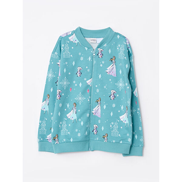 Kolej Yaka Elsa Baskılı Uzun Kollu Kız Çocuk Fermuarlı Sweatshirt Kolej Yaka Elsa Baskılı Uzun Kollu Kız Çocuk Fermuarlı Sweatshirt