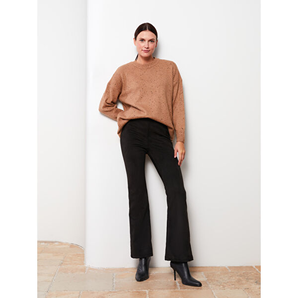 İspanyol Paça Düz Süet Kadın Pantolon