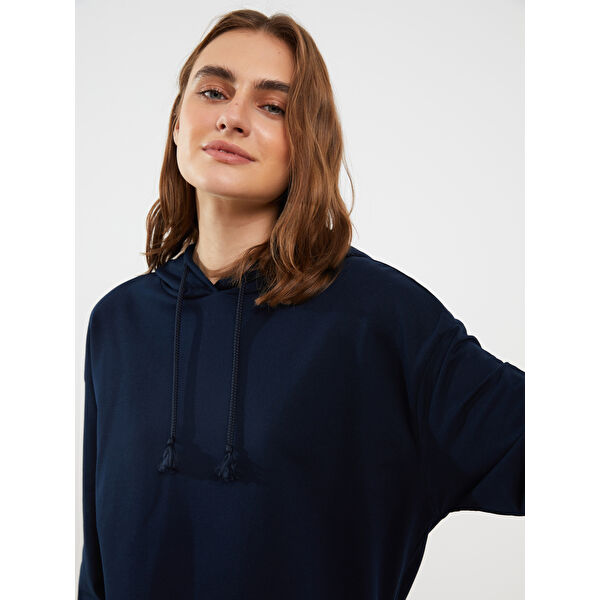 Kapüşonlu Düz Uzun Kollu Kadın Pijama Üst