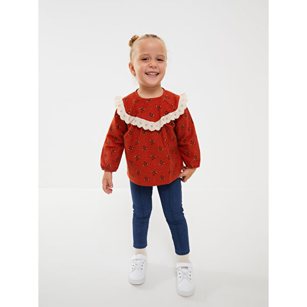 Beli Lastikli Jean Görünümlü Kız Bebek Tayt